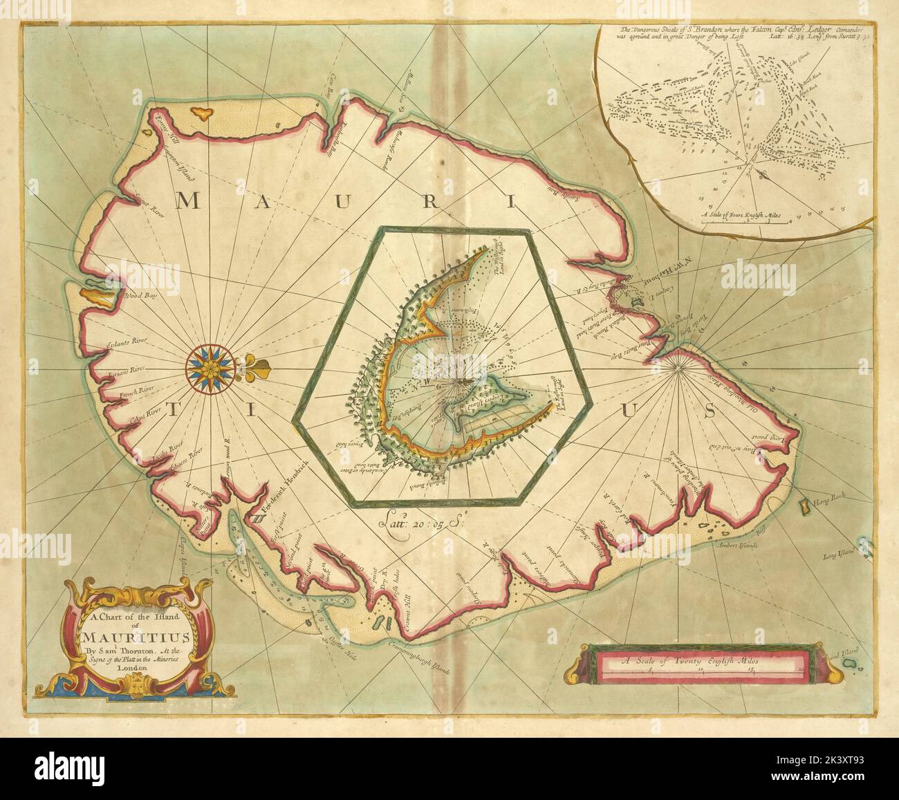 Une carte de l'île MAURICE 1702 - 1707. Cartographie. Cartes, cartes ...