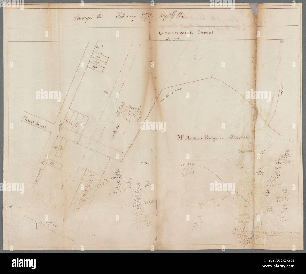 Terre de l'Église louée à M. Hugget et Edward Drewry 1775. Cartographie ...