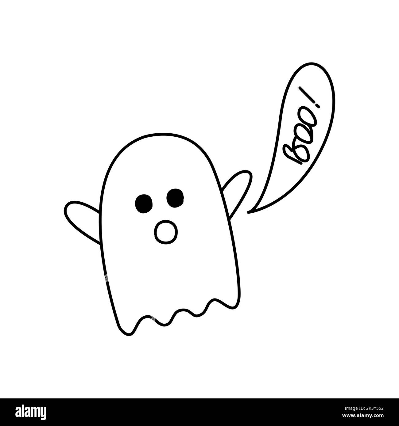 Halloween fantôme personnage de dessin animé Doodle. Ravissant fantôme ...