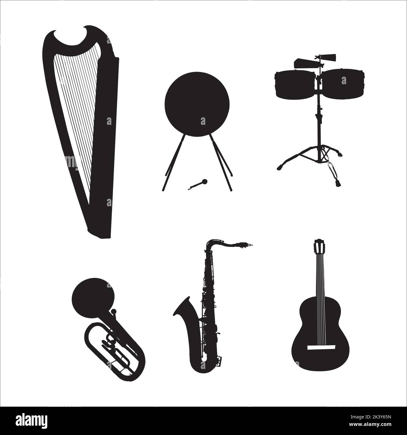 Ensemble vectoriel d'instruments de musique Silhouettes Illustration ...
