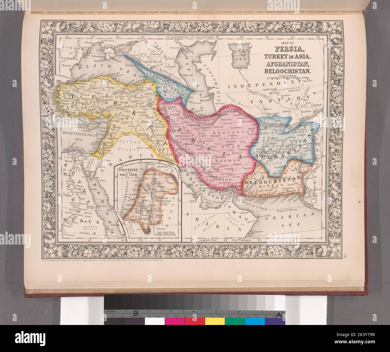 Carte de la Perse, Turquie en Asie, Afghanistan, Beloochistan ...