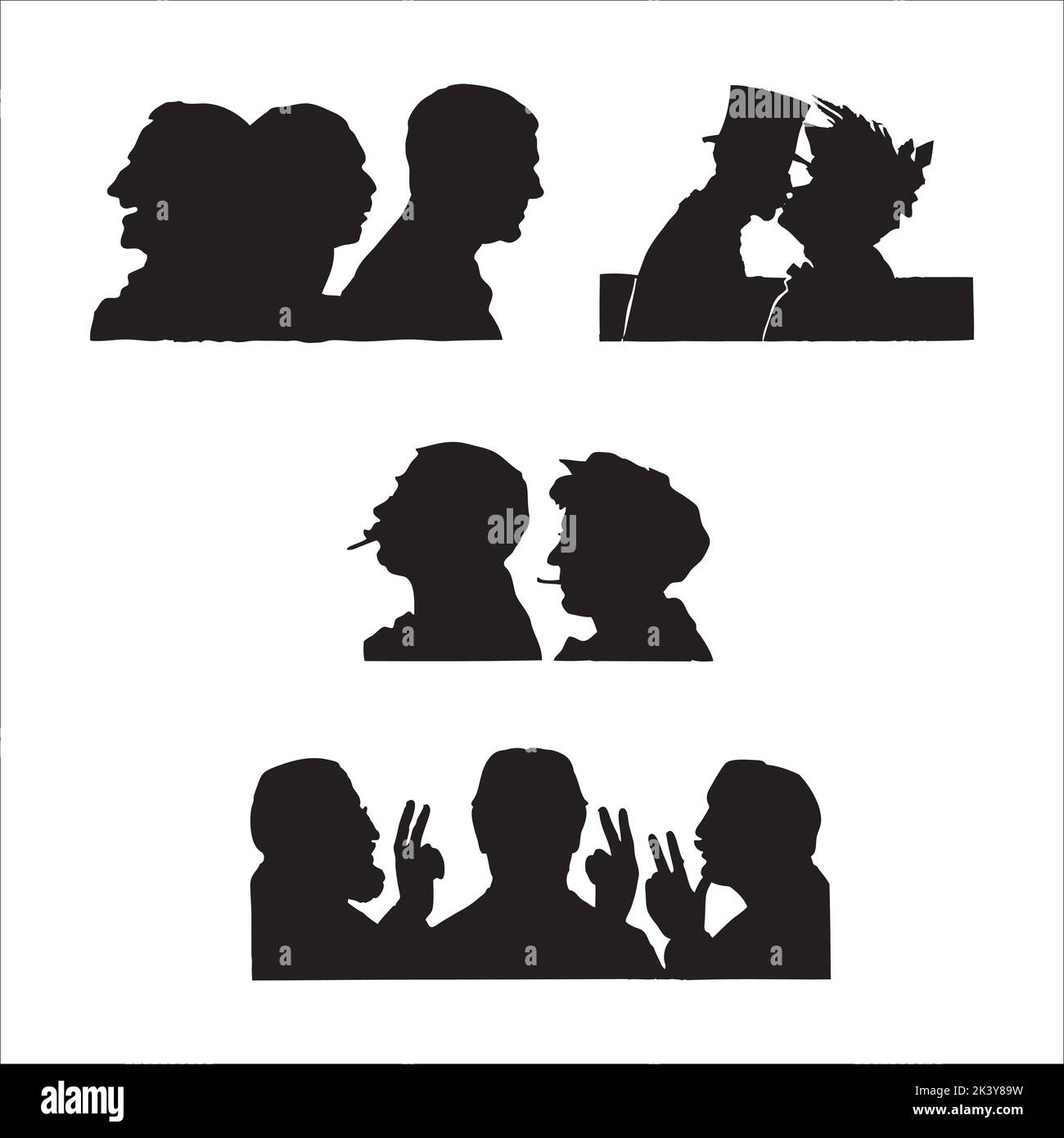 Ensemble de vecteurs de la face humaine dans l'illustration silhouettes ...