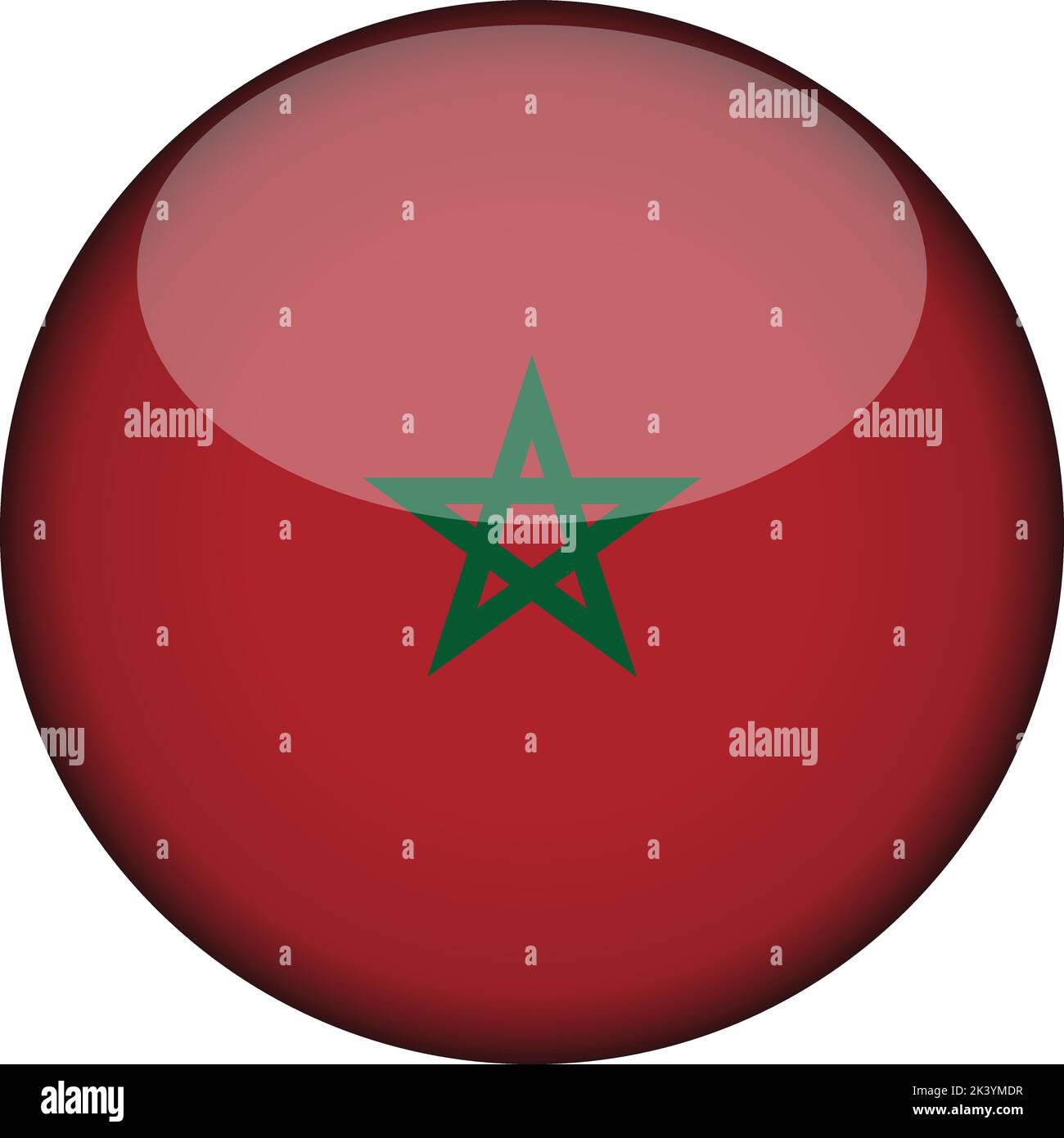 drapeau marocain en bouton rond brillant d'icône. Emblème marocain ...