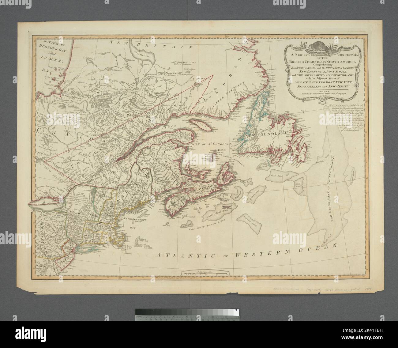 Une carte nouvelle et correcte des colonies britanniques en Amérique du ...