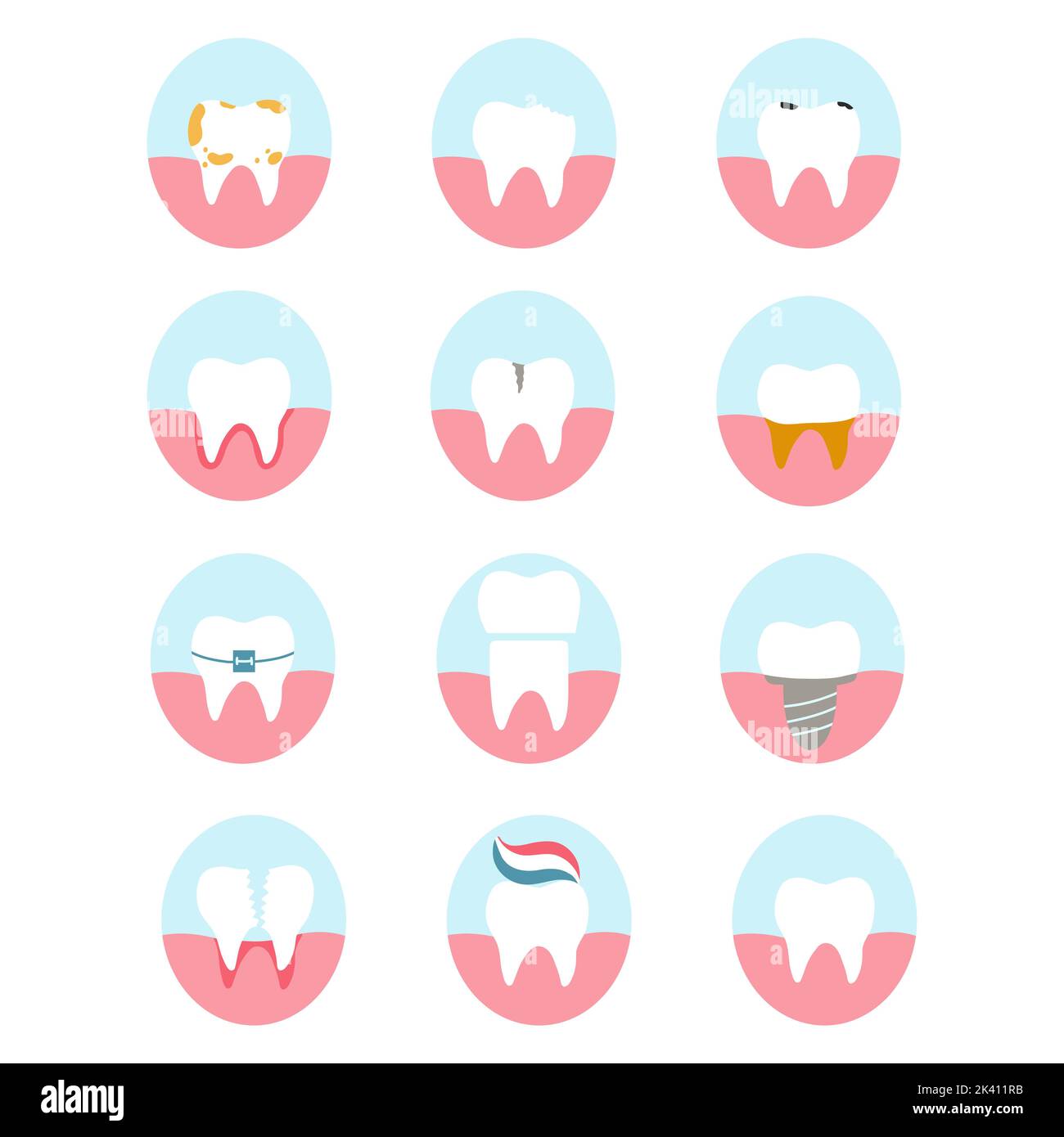 Ensemble d'icônes de dents. Illustration vectorielle de diverses ...