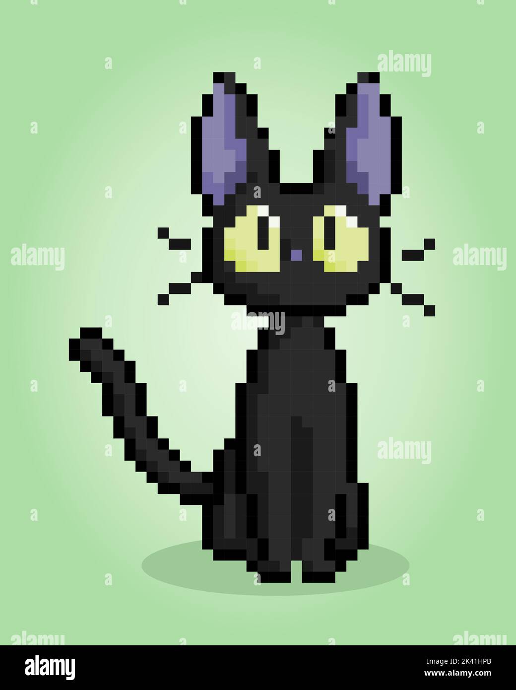 Pixel art chat noir Banque d'images vectorielles - Alamy