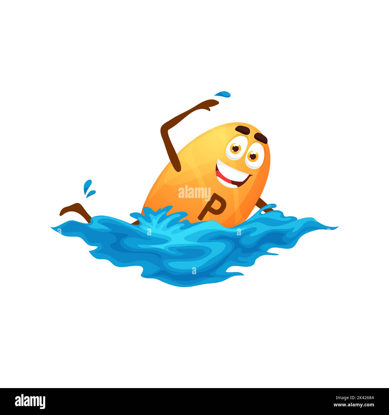 Personnage de phosphore de dessin animé nageant dans la piscine. Vector ... Personnage de phosphore de dessin animé nageant dans la piscine. Vector ...