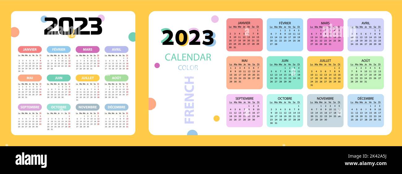 Calendrier 2023 francais noir et blanc Banque de photographies et d’images à haute résolution ...