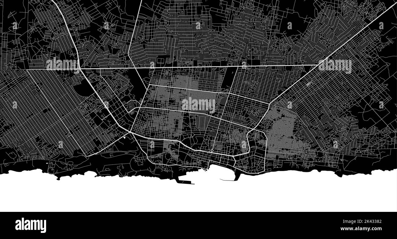 Carte vectorielle de Mogadishu. Carte vectorielle détaillée de la zone ...