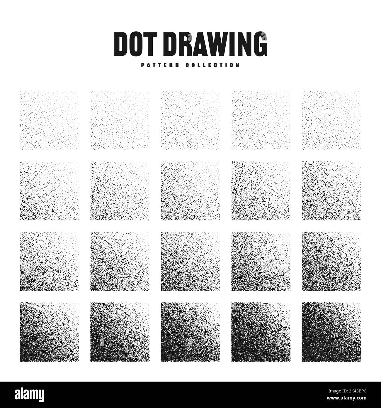 Objets en pointillés carrés, éléments en pointillé. Crépi, dessin au ...