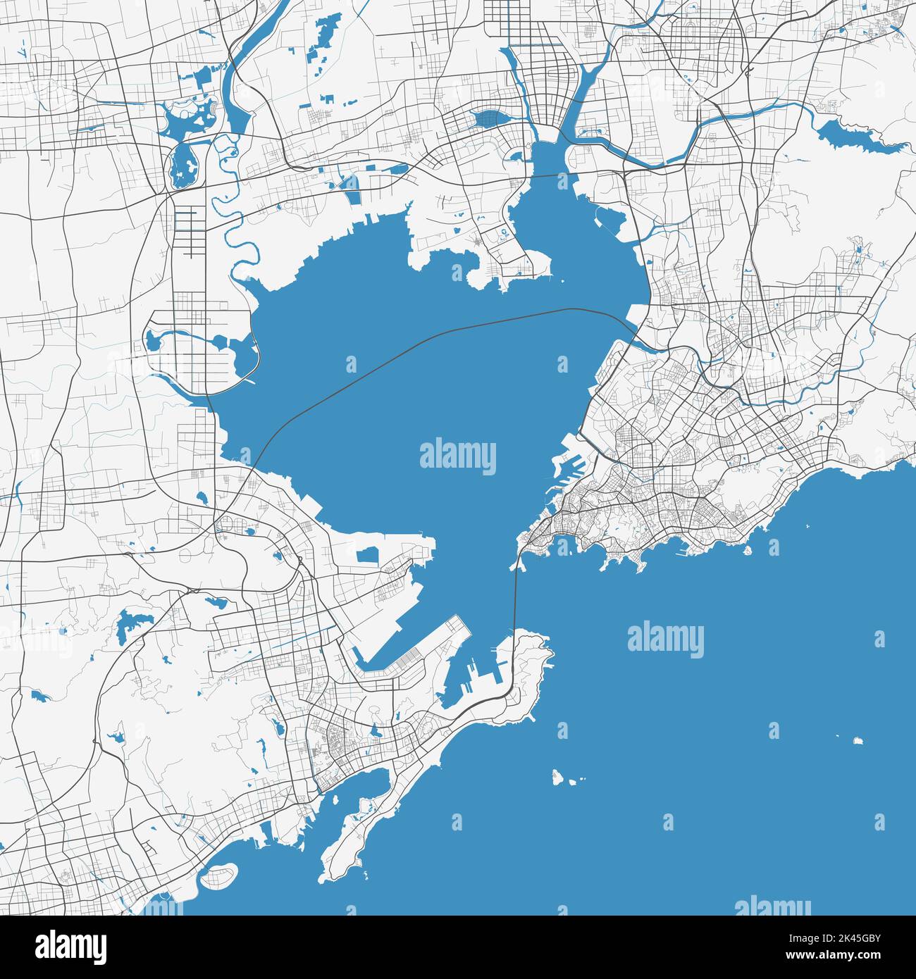 Carte Qingdao. Carte détaillée du quartier administratif de la ville de ...