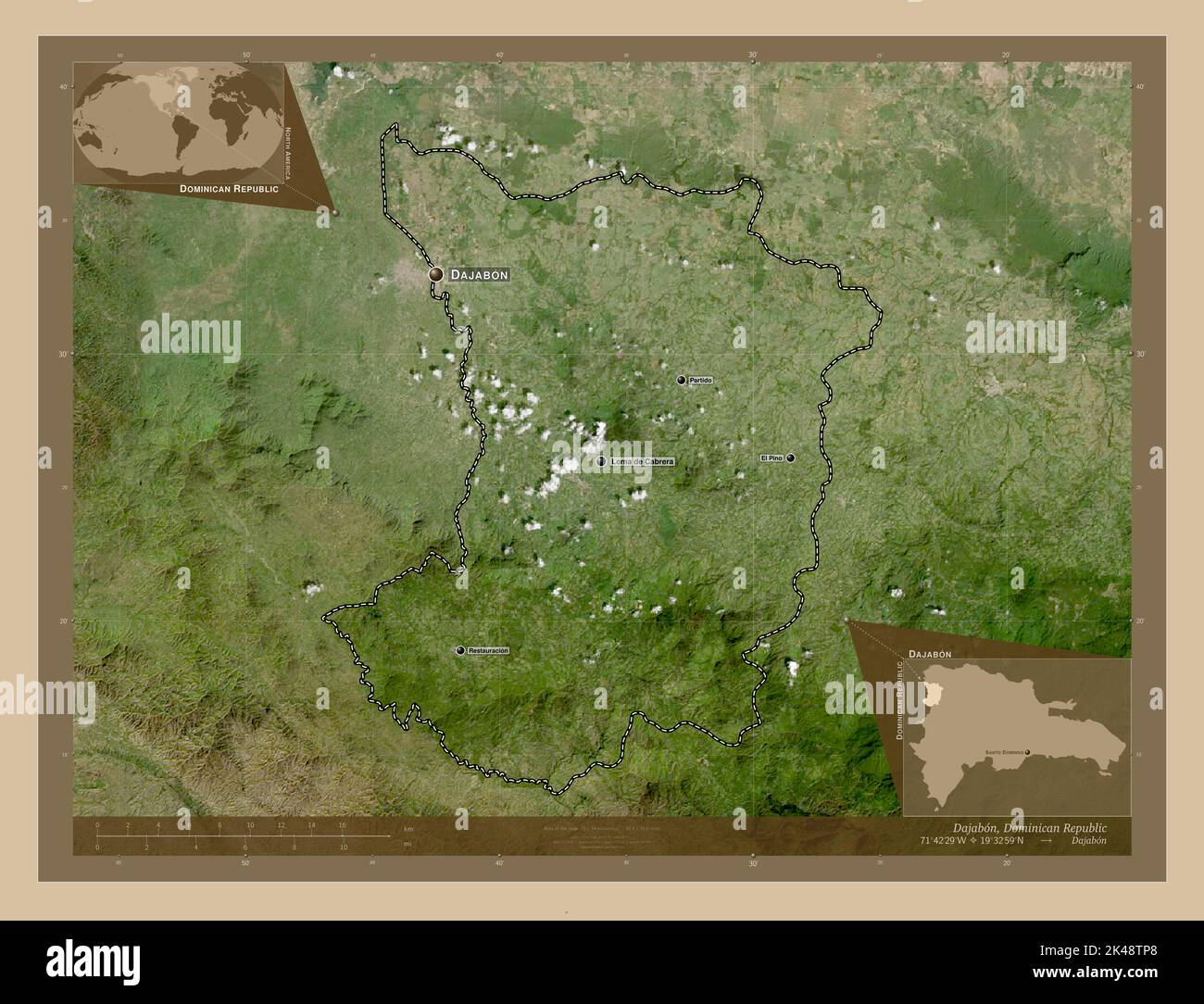Dajabon, province de la République dominicaine. Carte satellite basse ...
