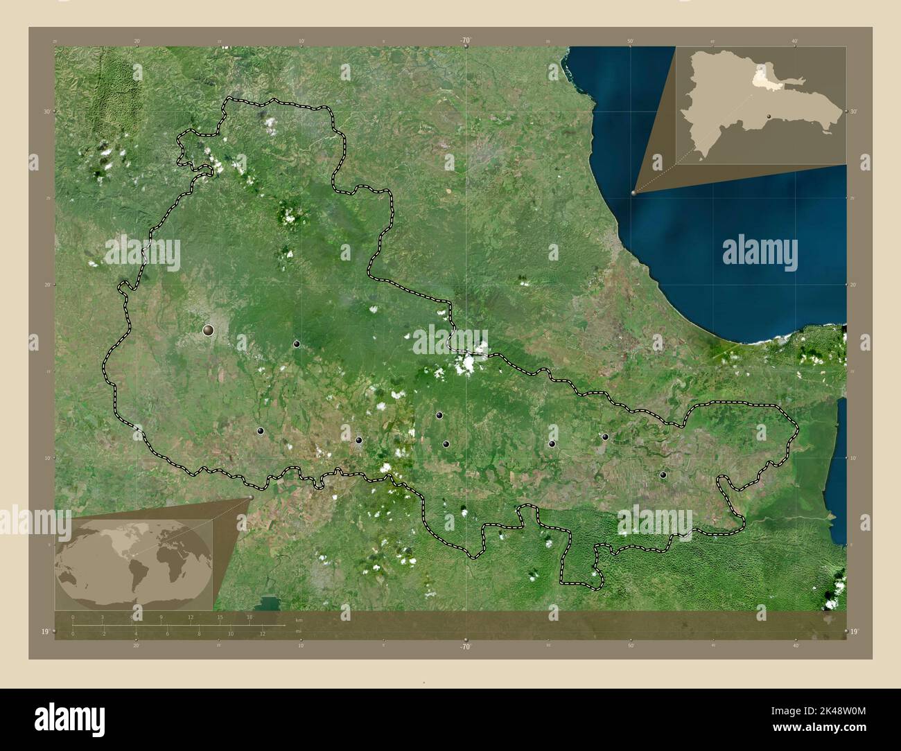 Duarte, province de la République dominicaine. Carte satellite haute ...