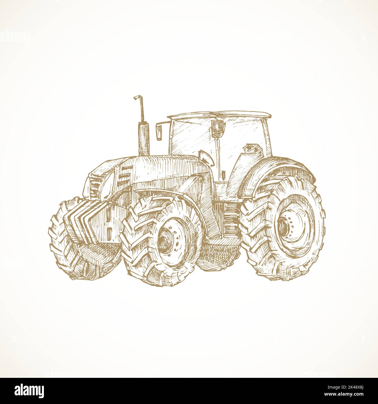 Illustration du vecteur tracteur dessiné à la main. Dessin de style d ...