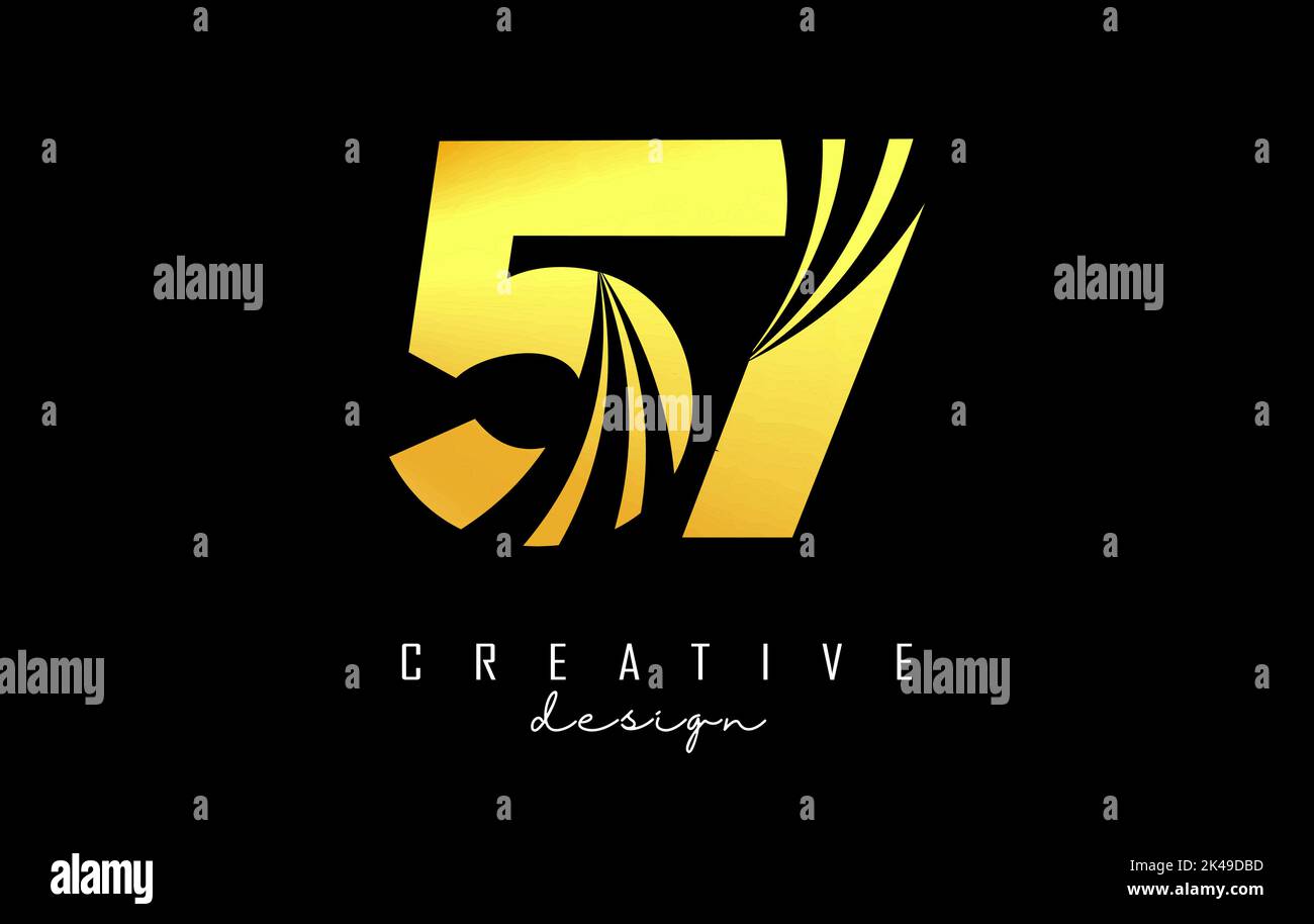 Logo Golden Creative numéro 57 5 7 avec lignes de pointe et design Road ...