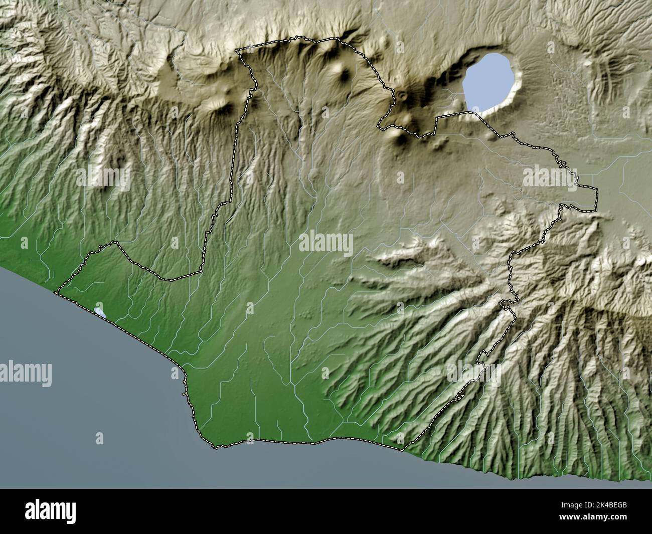 Sonsonate, département d'El Salvador. Carte d'altitude colorée en style ...
