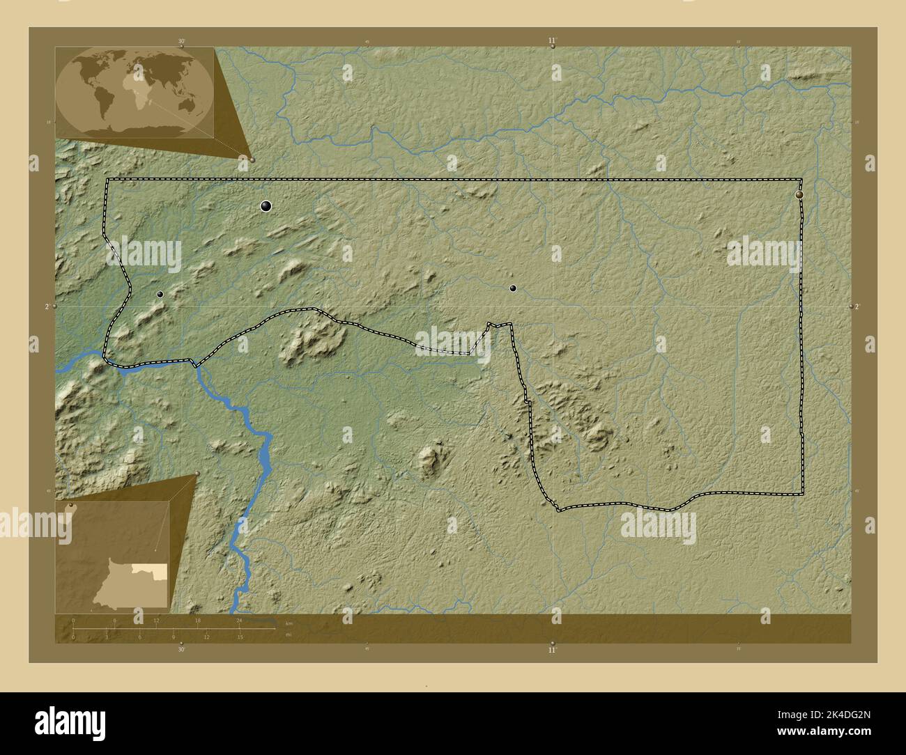 KIE-Ntem, province de Guinée équatoriale. Carte d'altitude en couleur ...