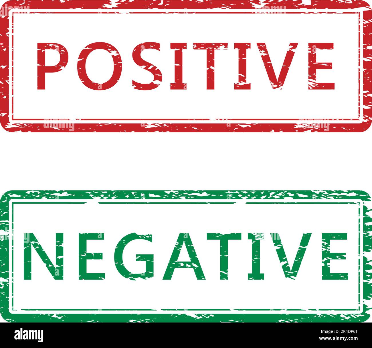 Tampon en caoutchouc résultat positif et négatif du test, de l'examen ...