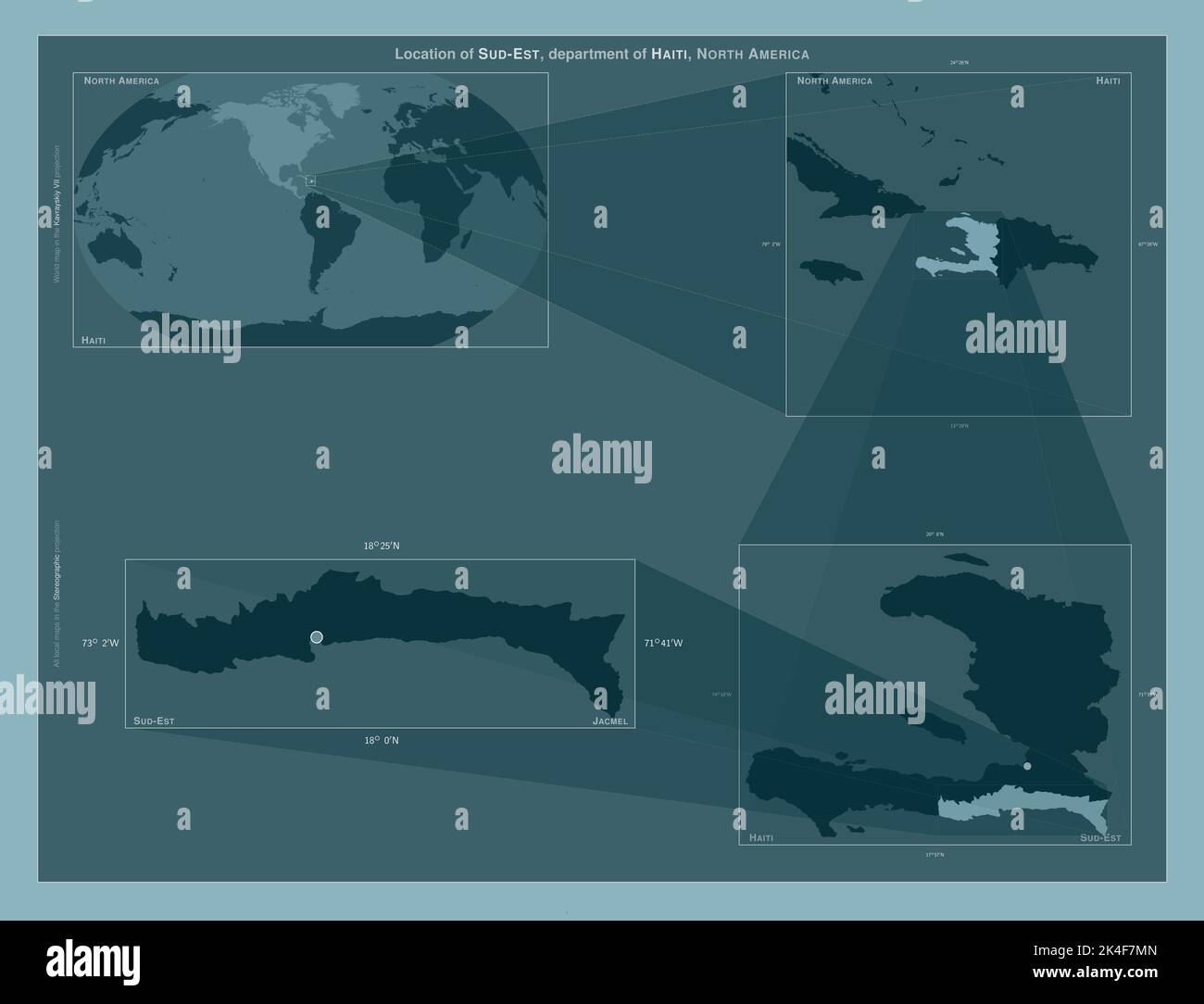 Sud-est, département d'Haïti. Schéma montrant l'emplacement de la ...