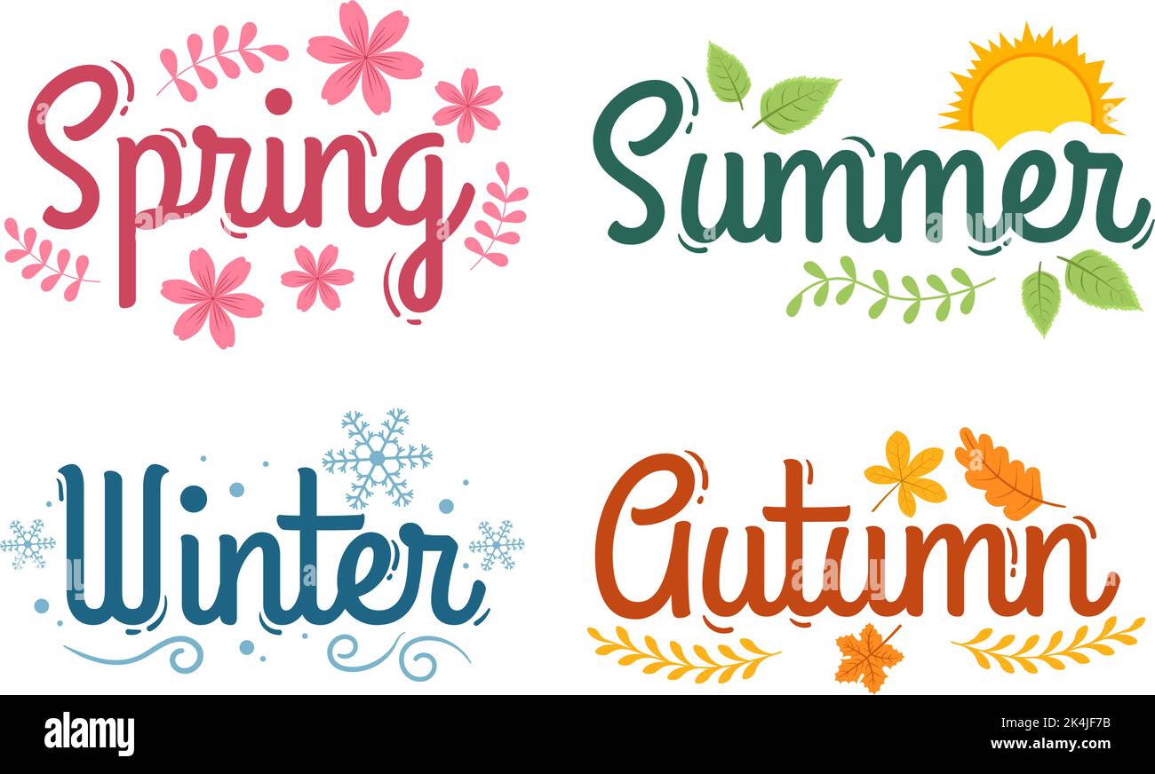 Paysage des quatre saisons de la nature avec paysage printemps, été ...