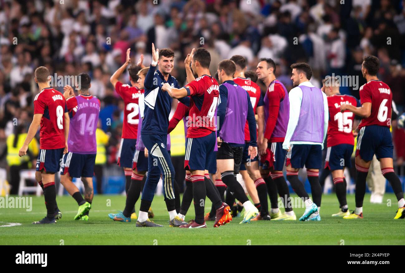 2nd octobre 2022; Stade Santiago Bernabeu, Madrid, Espagne: La Liga ...