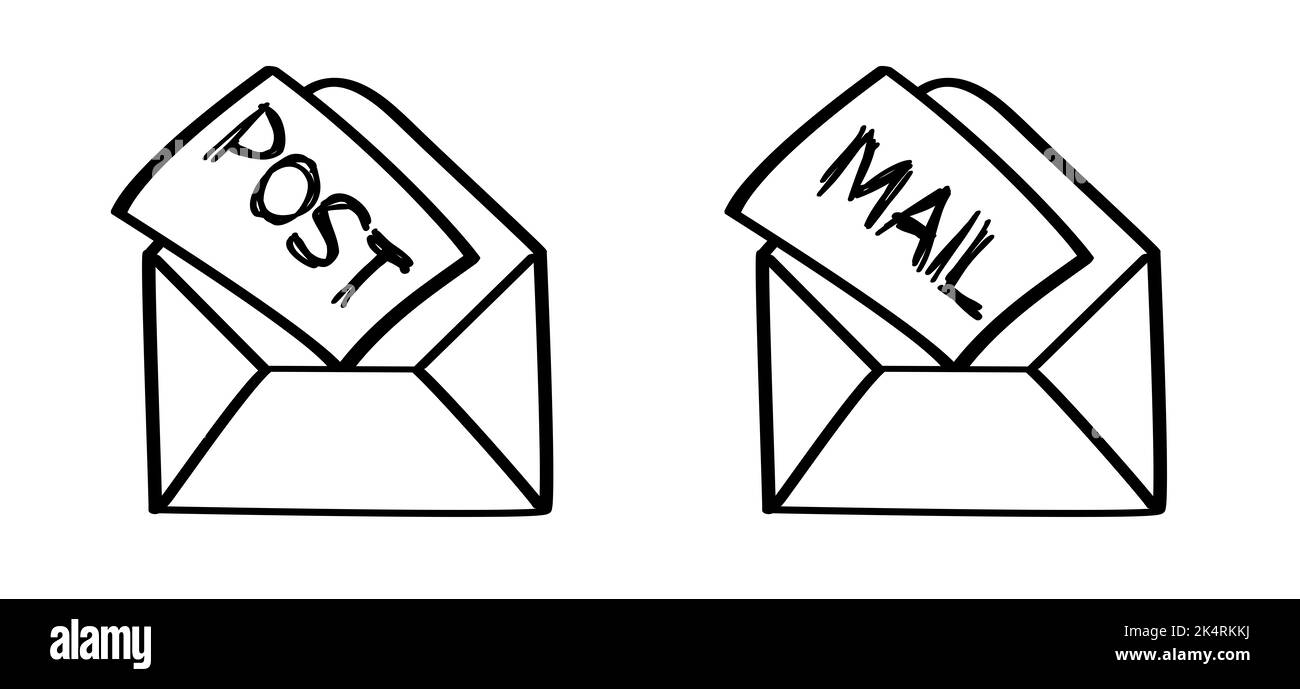 Enveloppes en papier. Boîte postale ou affiche du bureau de poste ...
