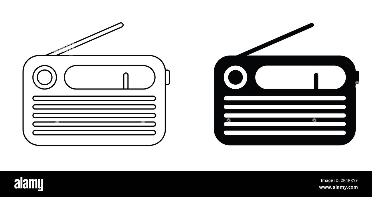 Icône de radio portable avec antenne silhouet. Pictogramme ou logo ...
