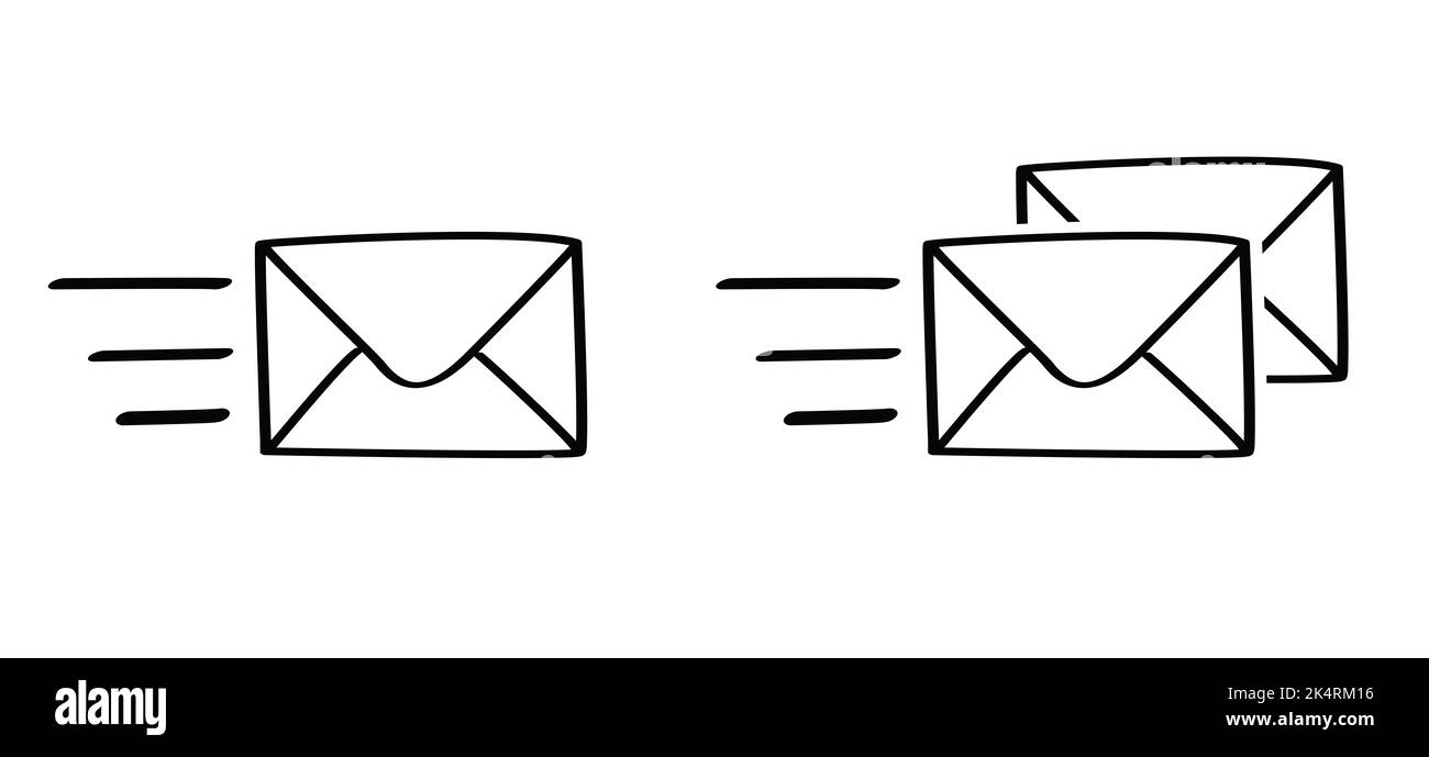 Caricature envoyer une lettre, une enveloppe, un message ou un ...