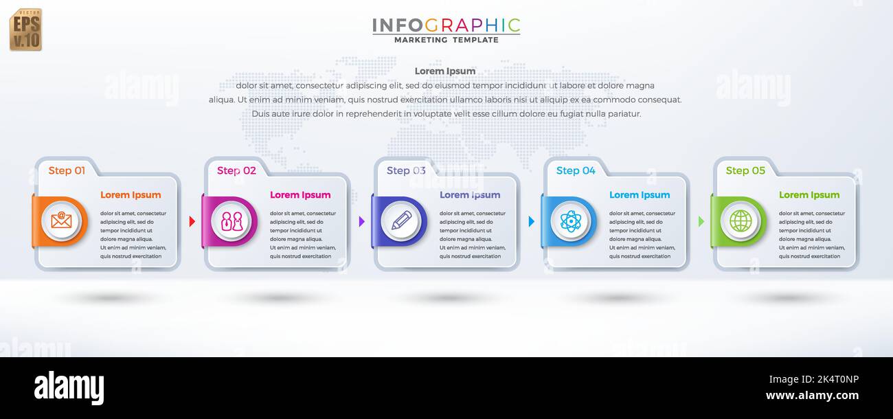 Infographie Business marketing vector design dossier de modèle coloré 5 ...