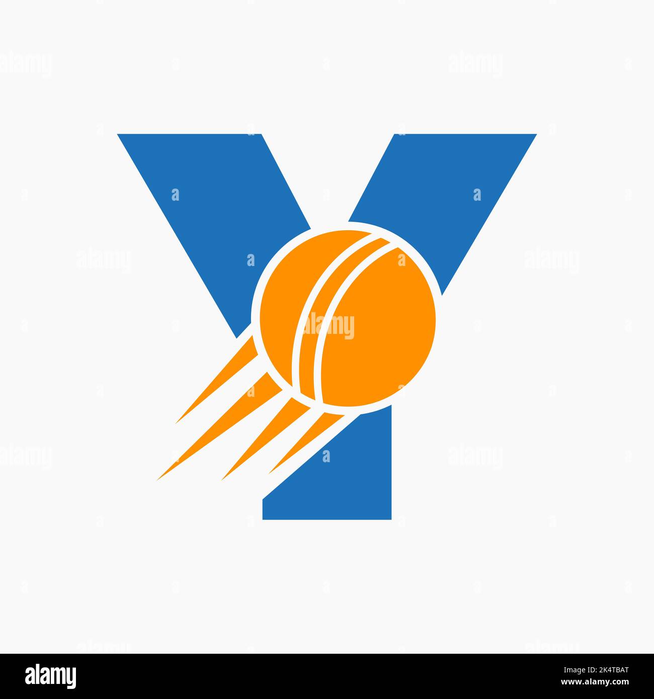 Logo Letter y Cricket avec icône Moving Cricket ball. Logo de cricket ...
