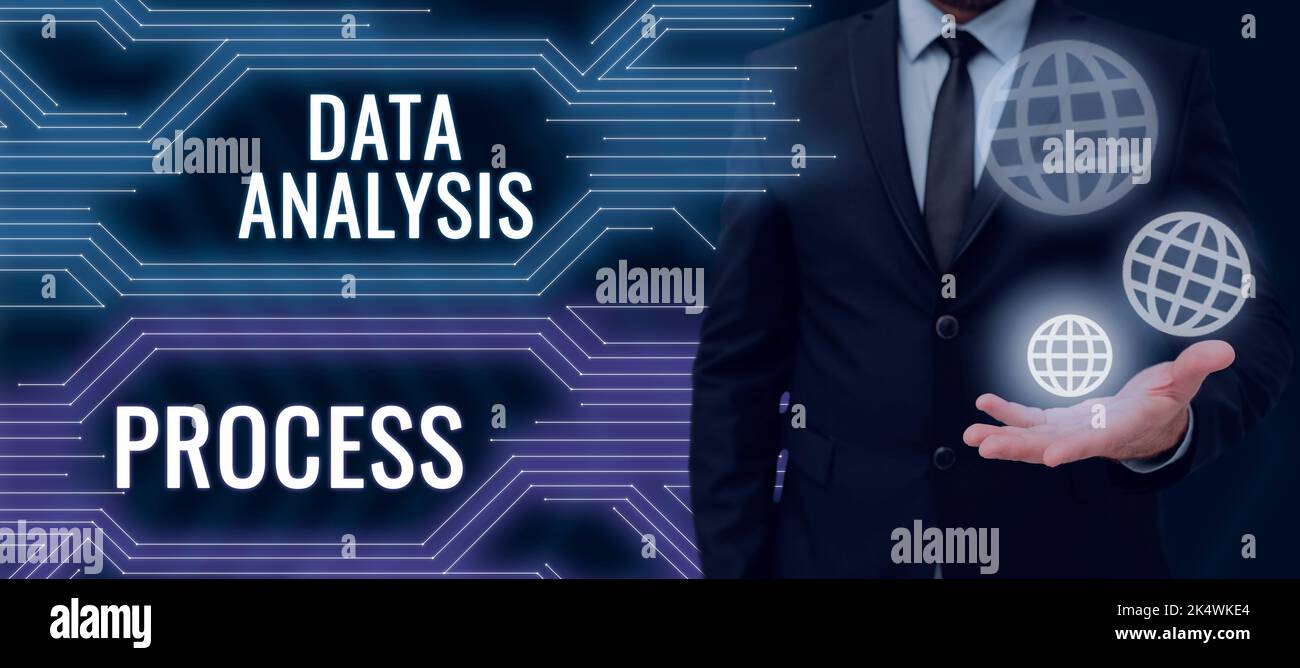 Écriture affichage de texte processus d'analyse des données. Vitrine d ...