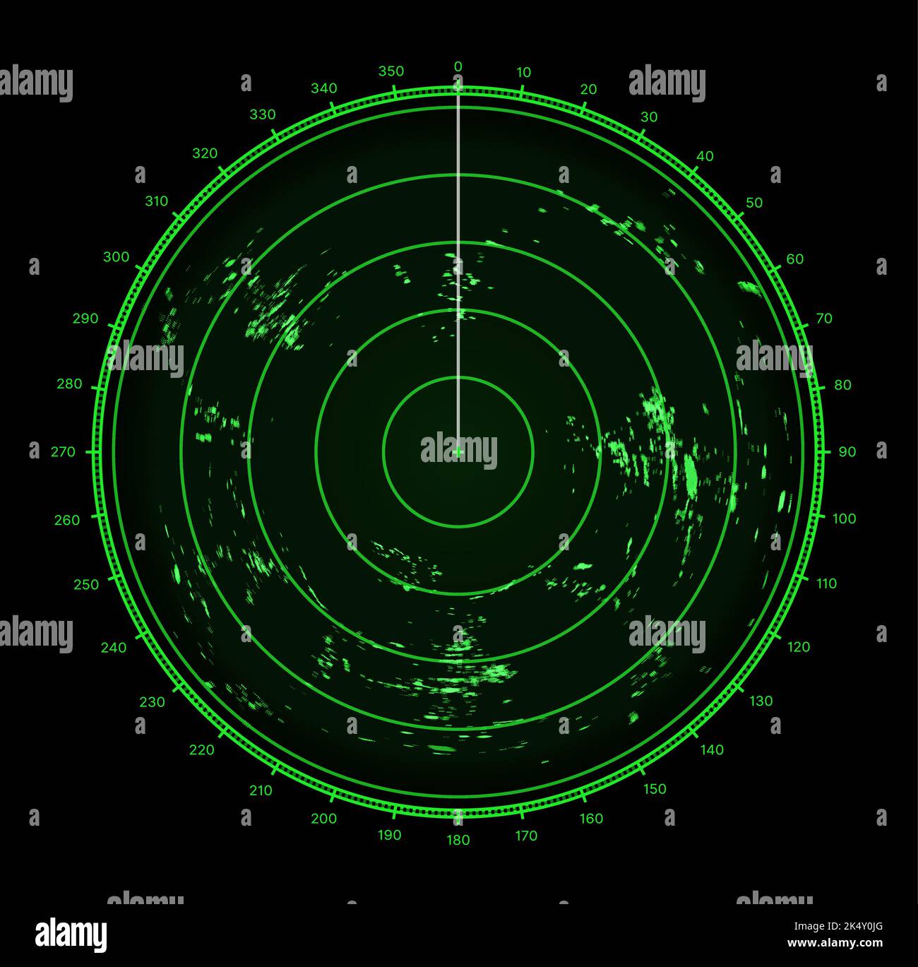 Écran radar ou sondeur du navire, cercle d'acquisition cible et visée ...