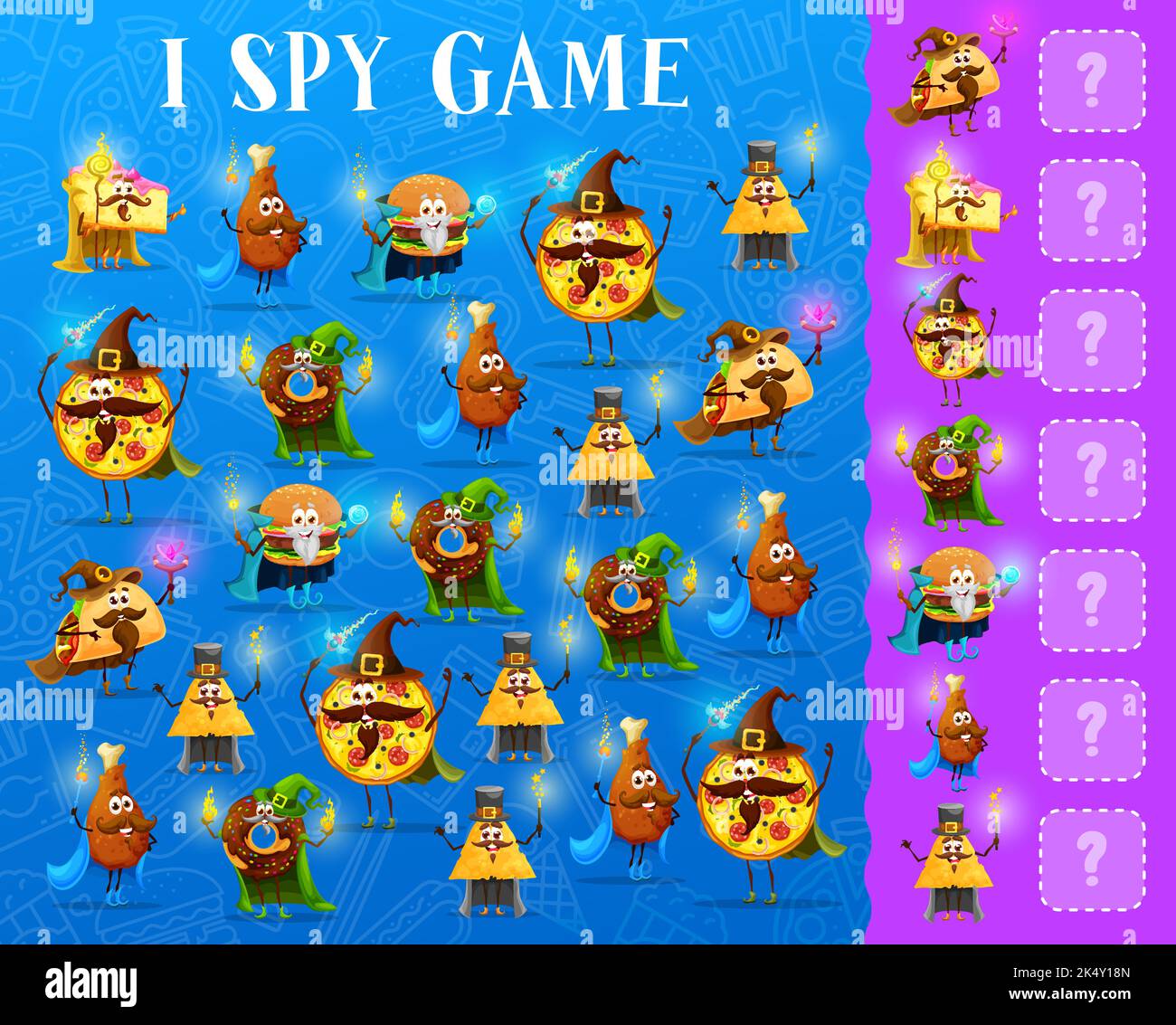 I SPY Game Worksheet, caricature de restauration rapide à emporter et ...