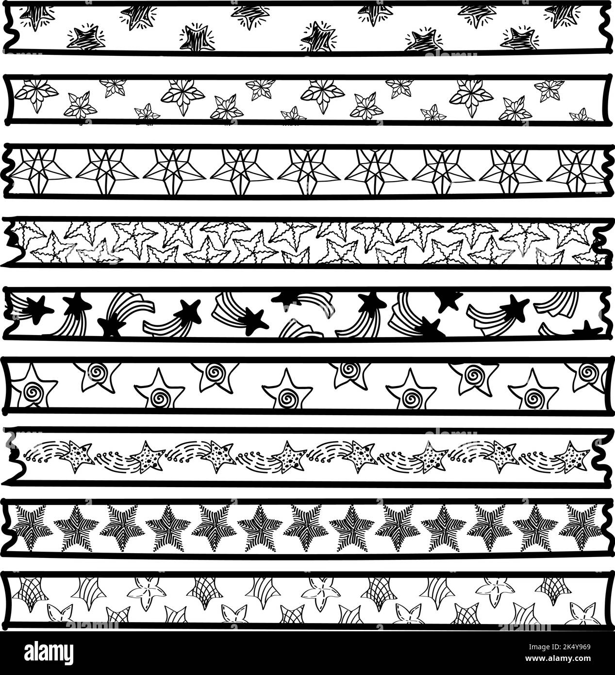 Un grand jeu de bandes de scotch avec différents motifs, dessiné à la ...