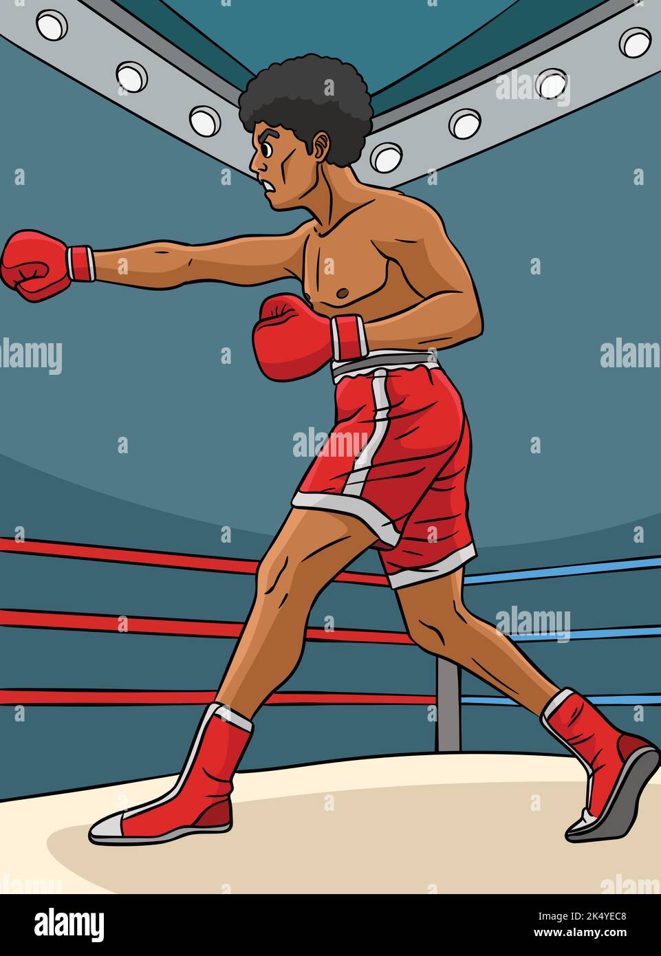 Illustration du dessin animé de couleur de boxe Sport Image Vectorielle ...