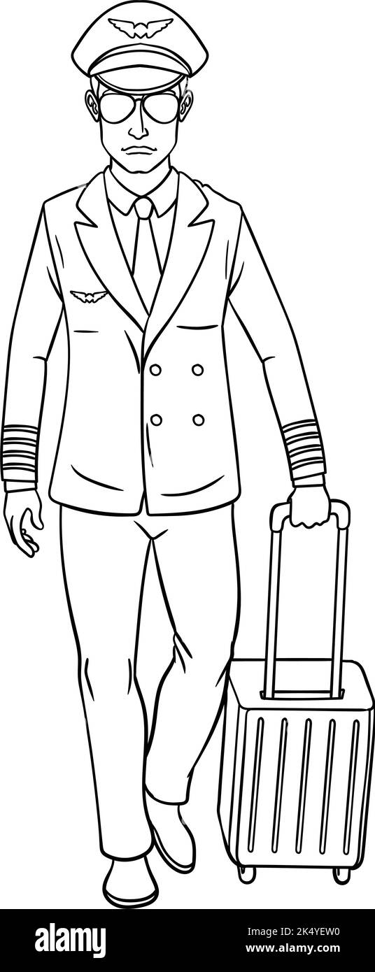 Page de coloriage isolée de pilote d'avion pour enfants Image ...
