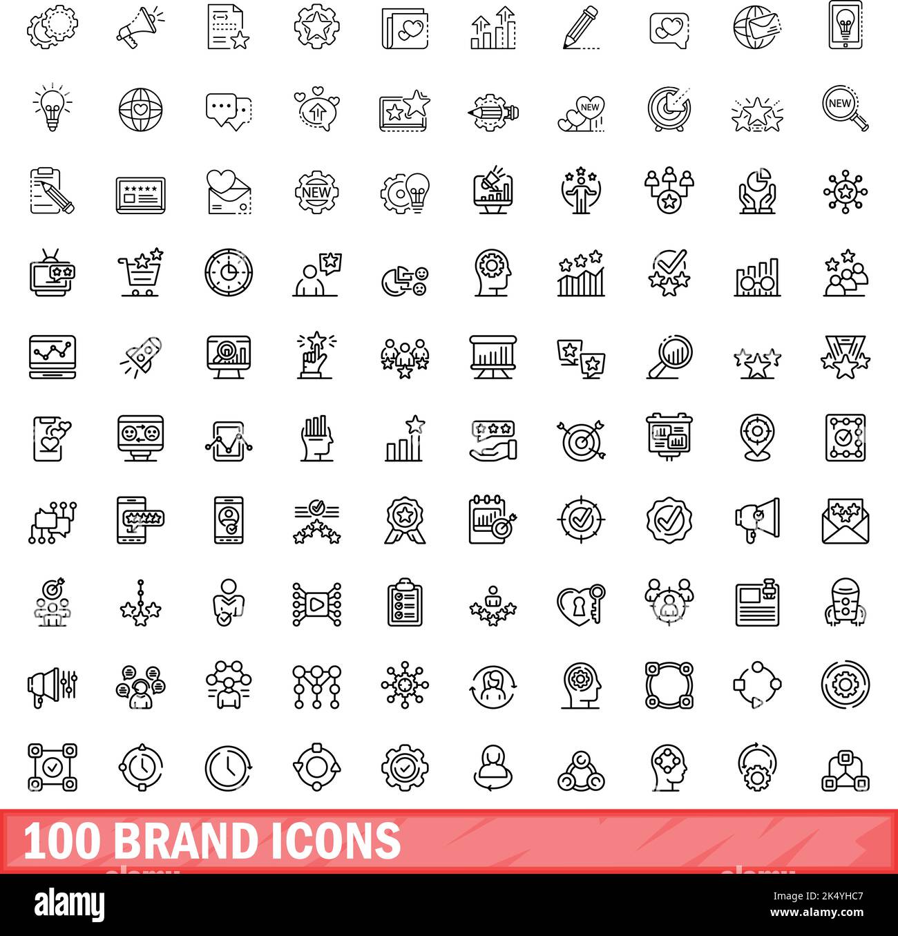 ensemble de 100 icônes de marque.Illustration de 100 symboles de marque ...