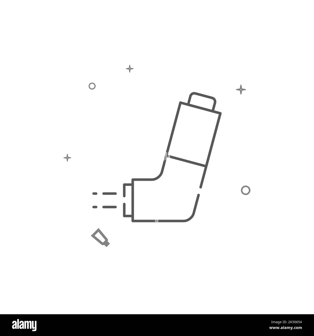 Icône de ligne vectorielle simple de l'inhalateur d'asthme. Symbole ...