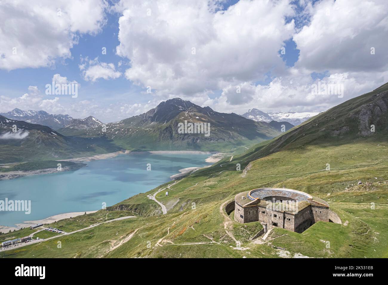 France, Savoie, Lanslebourg Mont Cenis, fort de Ronce et lac du Mont ...