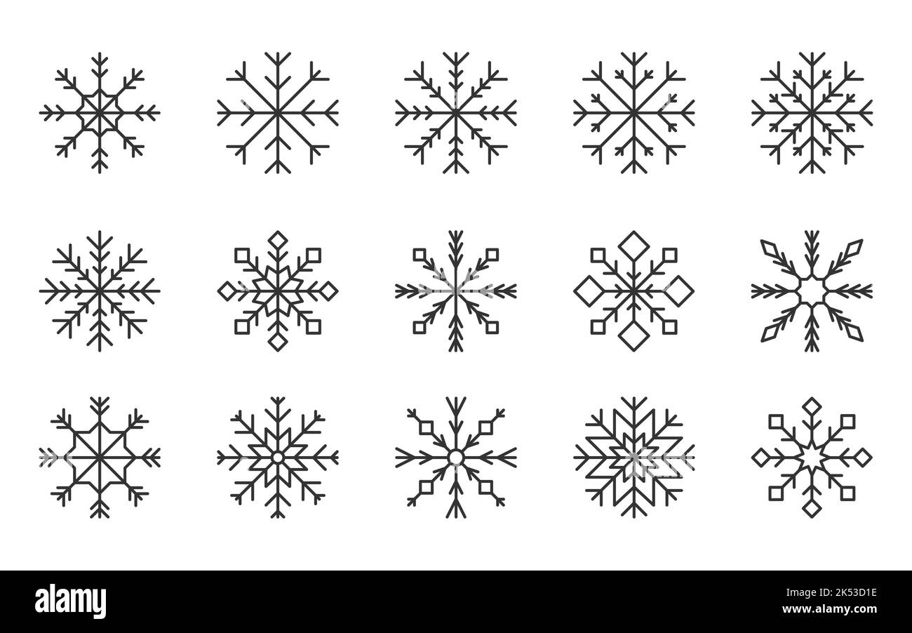 Ensemble de lignes noires à motif flocons de neige en cristal et ...