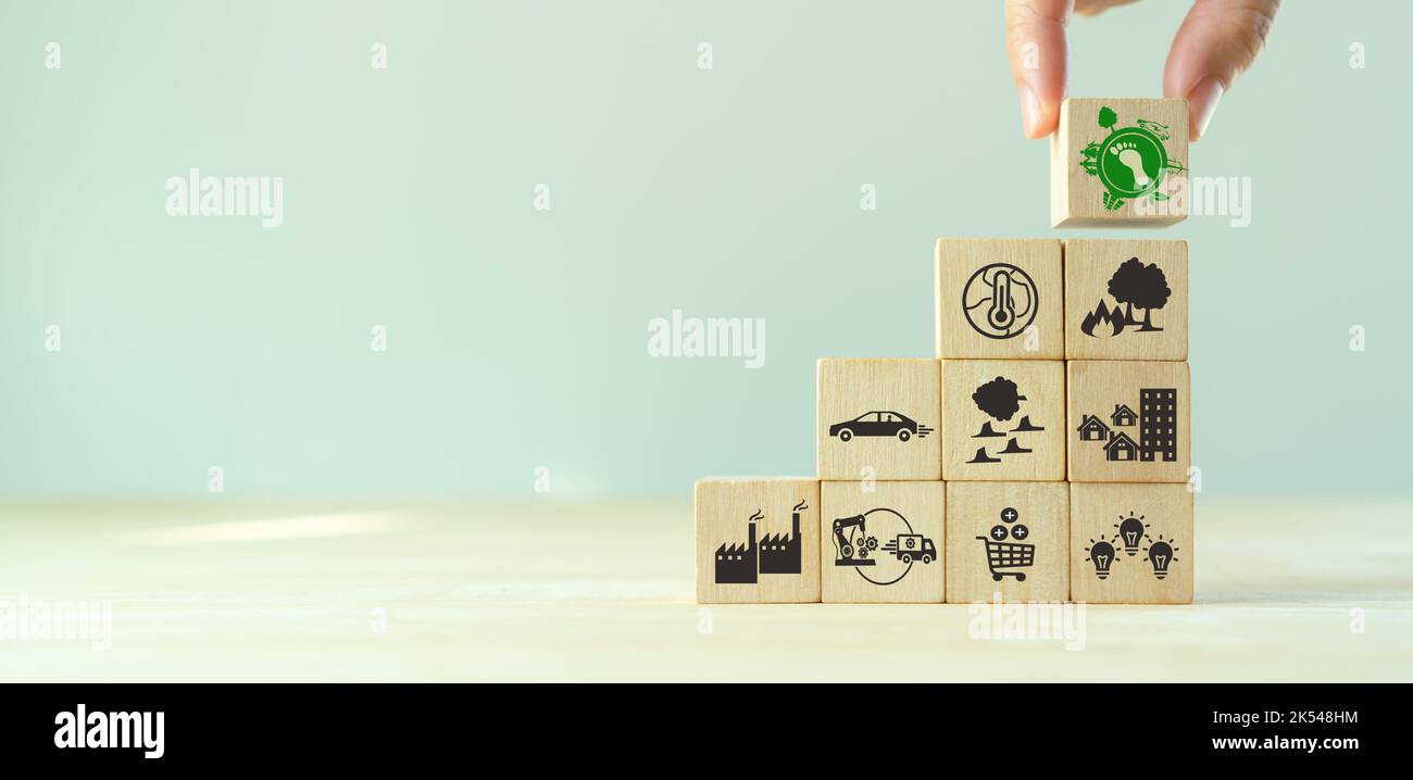 Empreinte carbone, concept de faible émission de carbone. Les problèmes ...