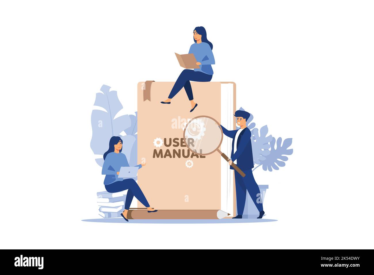 personnes plates avec instructions de guide ou manuels illustration ...