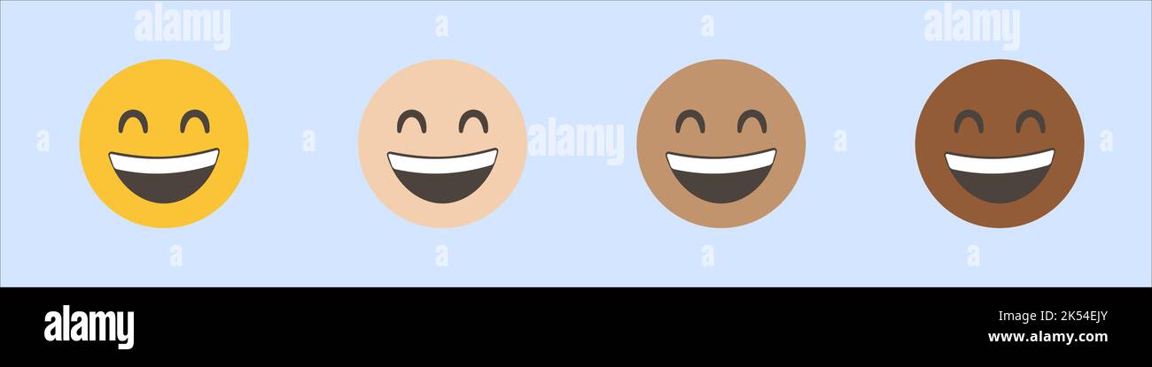 Visage souriant avec des yeux souriants, visage heureux, visage ...