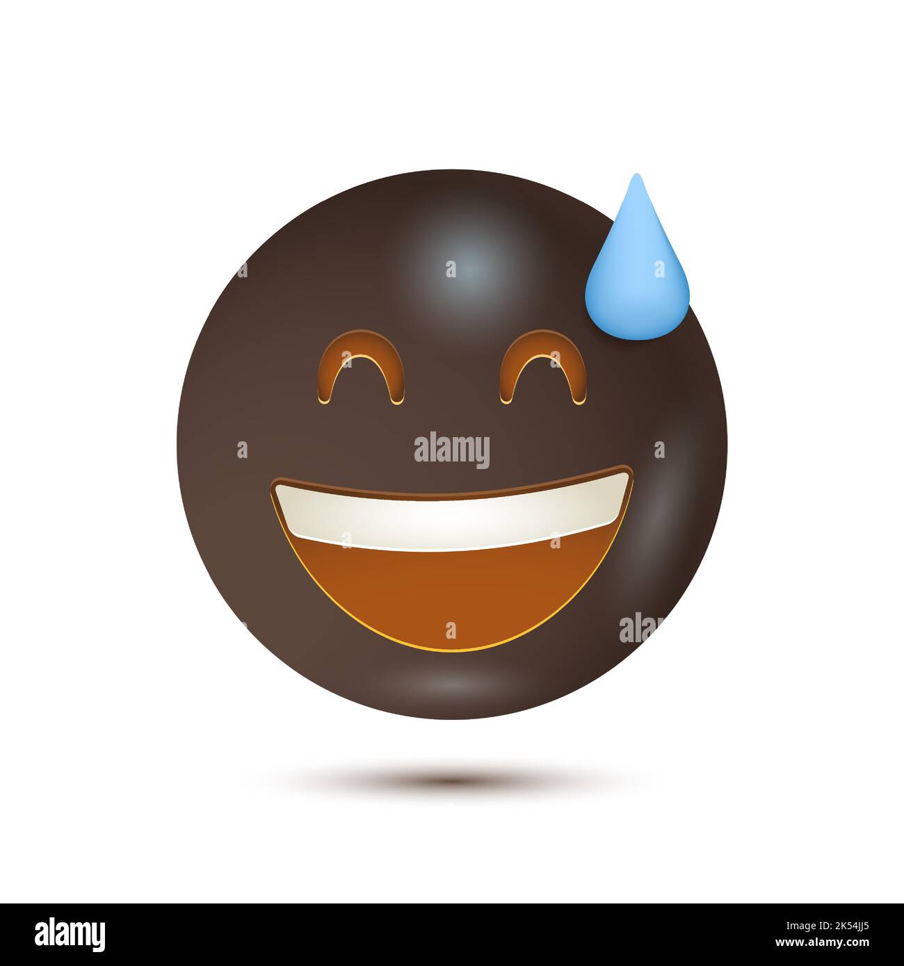 Phew emoji, grinning face avec la sueur, relief emoji. Drôle émoticône ...