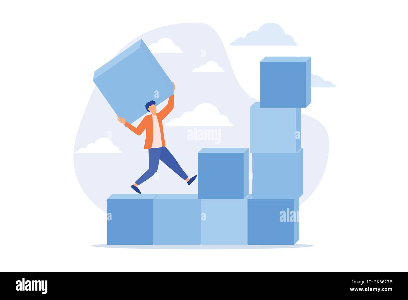 Homme d'affaires. Échelle de carrière. Amélioration personnelle ...