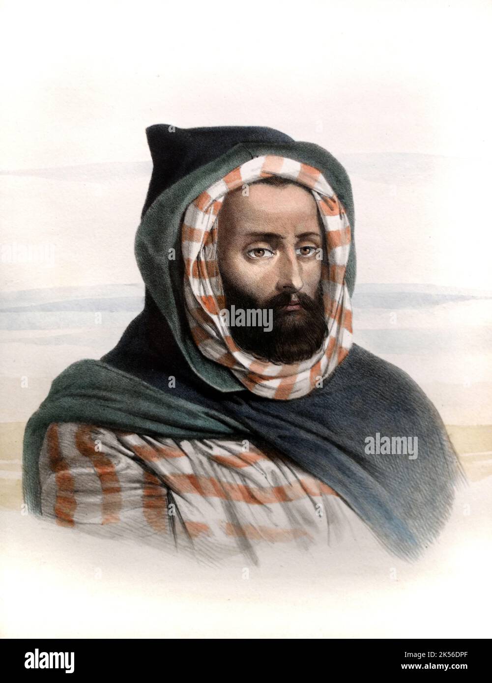 Portrait de l'Emir algérien Abdelkader, Abd el-Kader, ou Abdelkader ibn ...