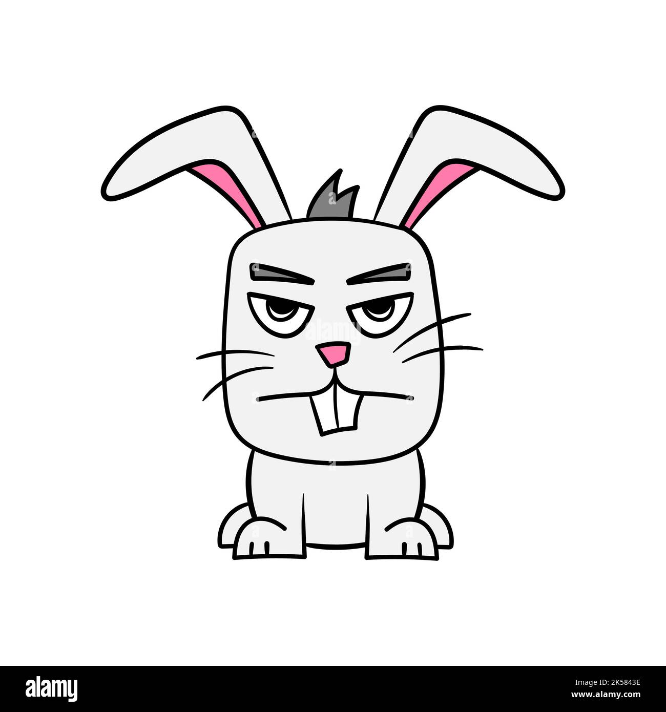 Mignon lapin en colère. Illustration de dessin animé d'un petit lapin ...