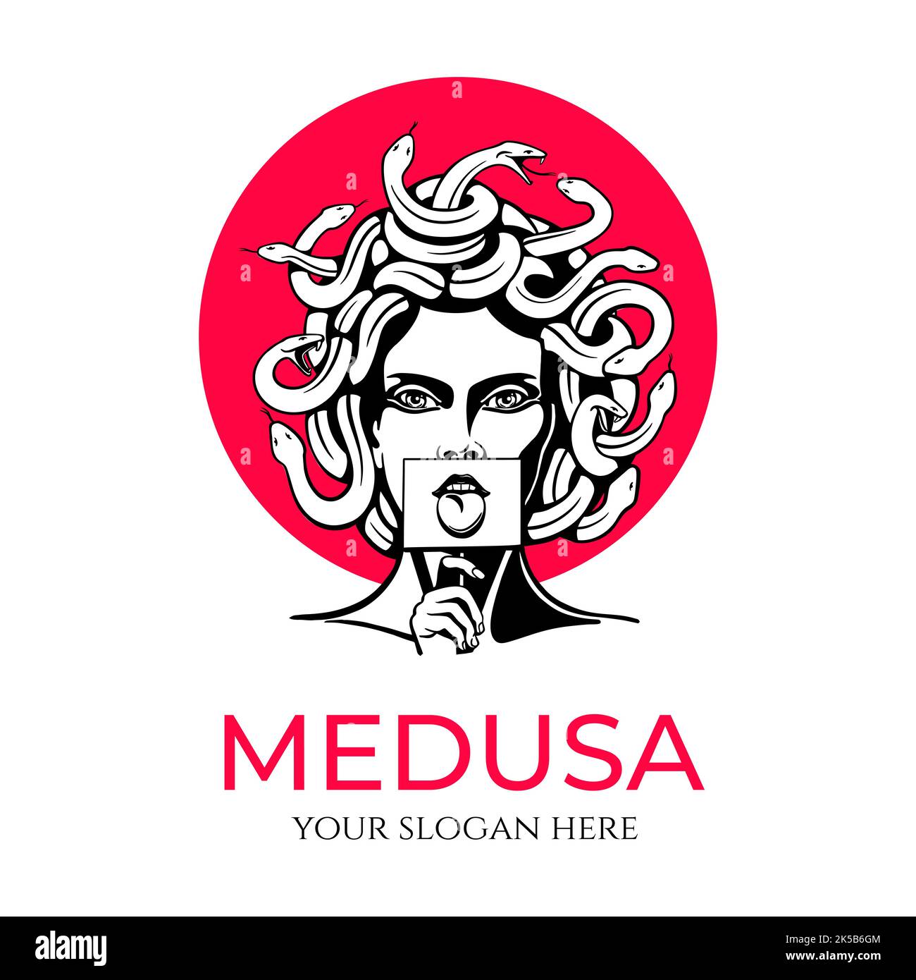 Logo Medusa gorgon. Tête d'une femme avec des serpents. Amulette de ...
