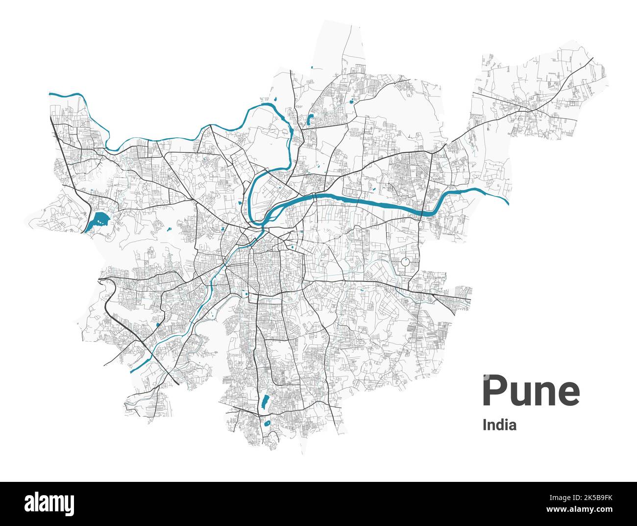 Carte Pune. Carte détaillée du quartier administratif de Pune. Panorama ...