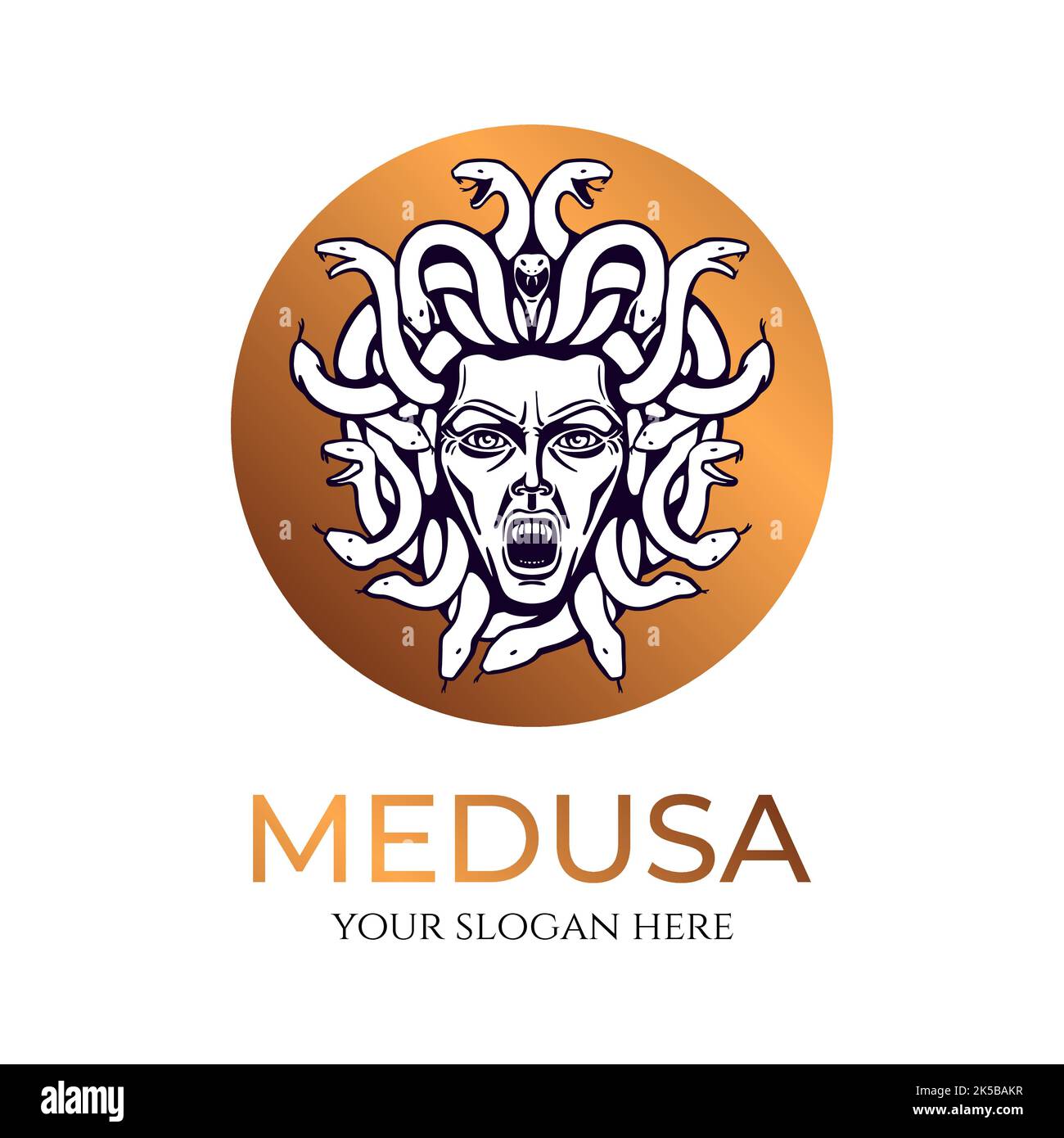 Logo Medusa gorgon. Tête d'une femme avec des serpents. Amulette de ...